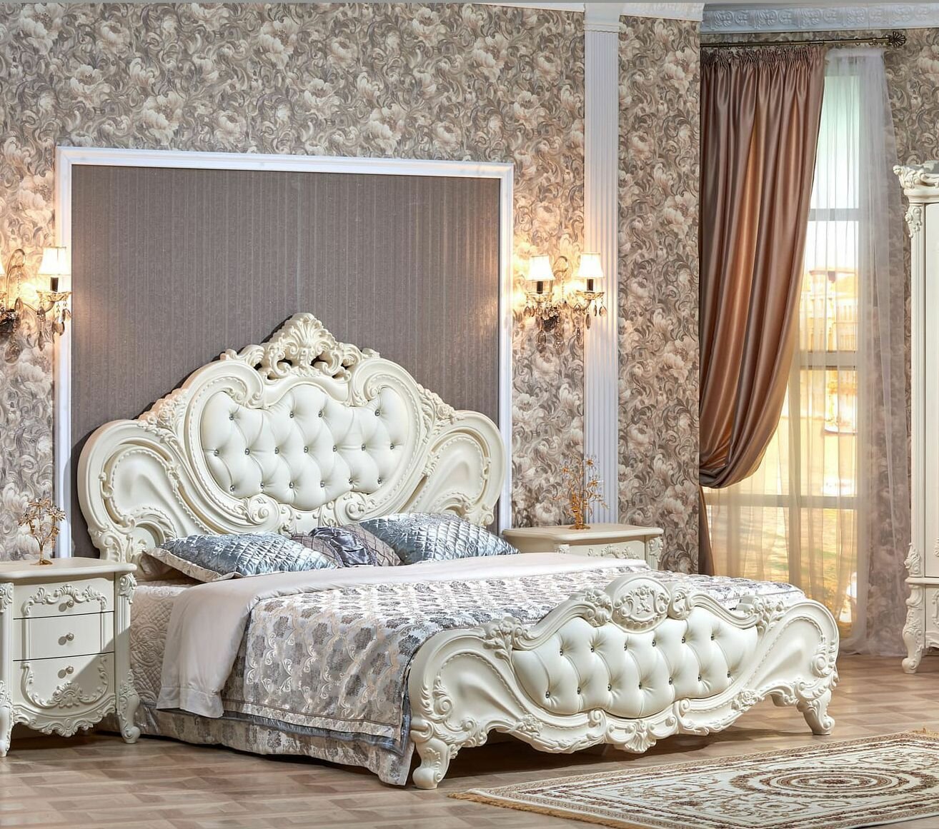 Спальный гарнитур Арида Элиза Люкс крем (Кровать 1,8; Шкаф 5 дв)