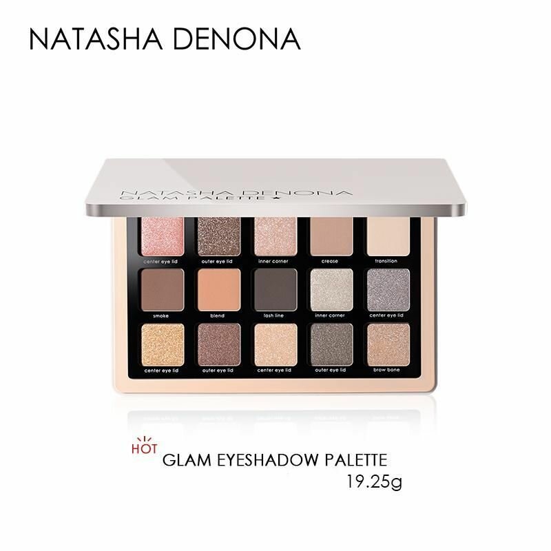 NATASHA DENONA, палетка теней для век, тон GLAM, 15 цветов