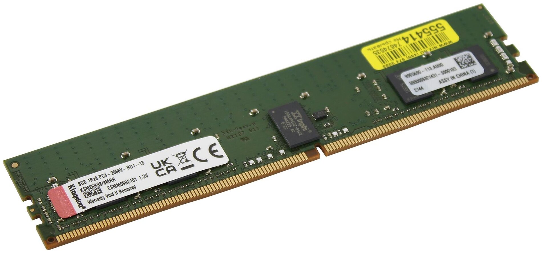 Модуль Kingston 8GB DDR4 2666 RDIMM Server Premier Server Memory ECC, Reg, CL19, 1.2V, 1Rx8 Micron R Rambus, RTL (324891) {25} KSM26RS8/8MRR