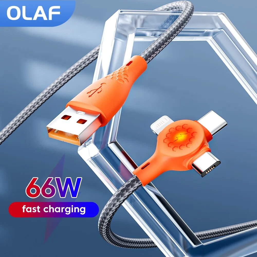 Кабель Blue 1.2m USB Type-C - Lightning - Micro — фото 1