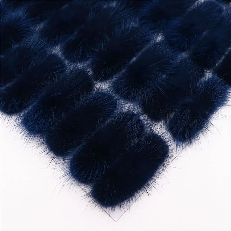 Меховые помпоны из норки, набор из 5 штук Темно-синий, Navy, 28x68mm 5pcs