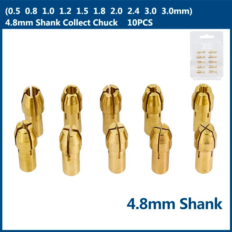 Цанги 4.8mm для Dremel, 10шт, 0.5-3.0mm