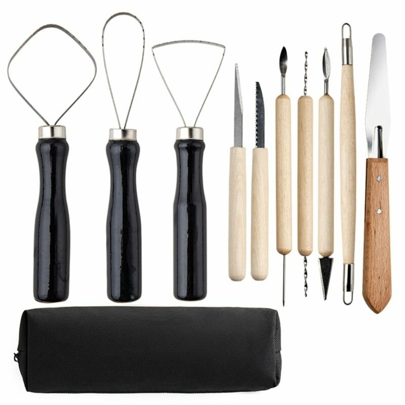 Набор инструментов из глины, 11 шт./компл, керамика для лепки с резаком, футляр для хранения ножей для рисования, расставления, моделирования, формирования