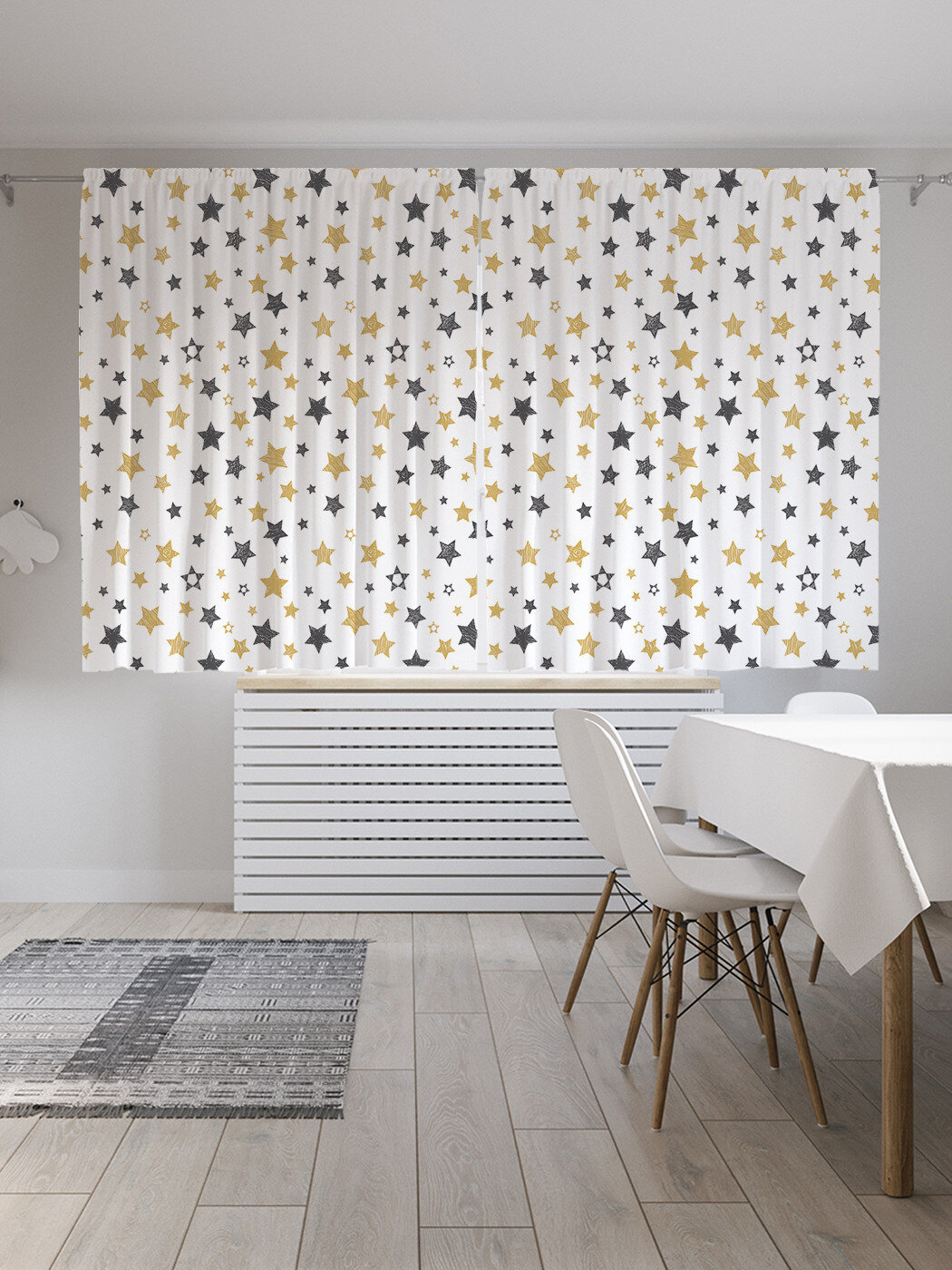 Фотошторы короткие "Разноцветные круги", 2 полотна шириной по 145 см, высота 180 см, JoyArty