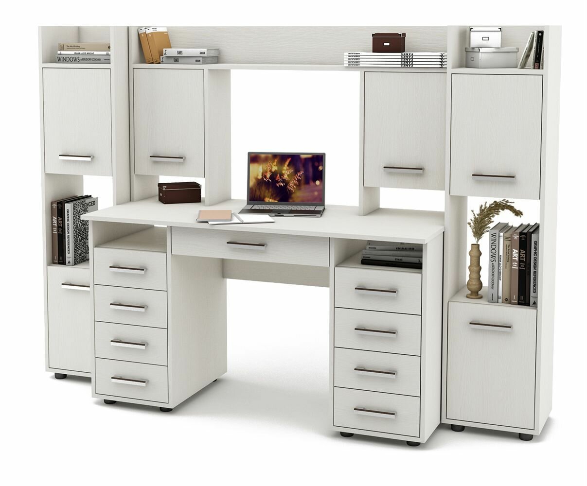 Стол письменный, компьютерный и стеллажи Остин (Ливерпуль) 14 белое дерево