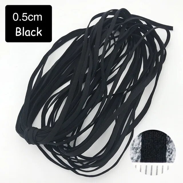 Цветная нейлоновая резинка 5 мм 5/10/20 ярдов Черный, 10yards, black