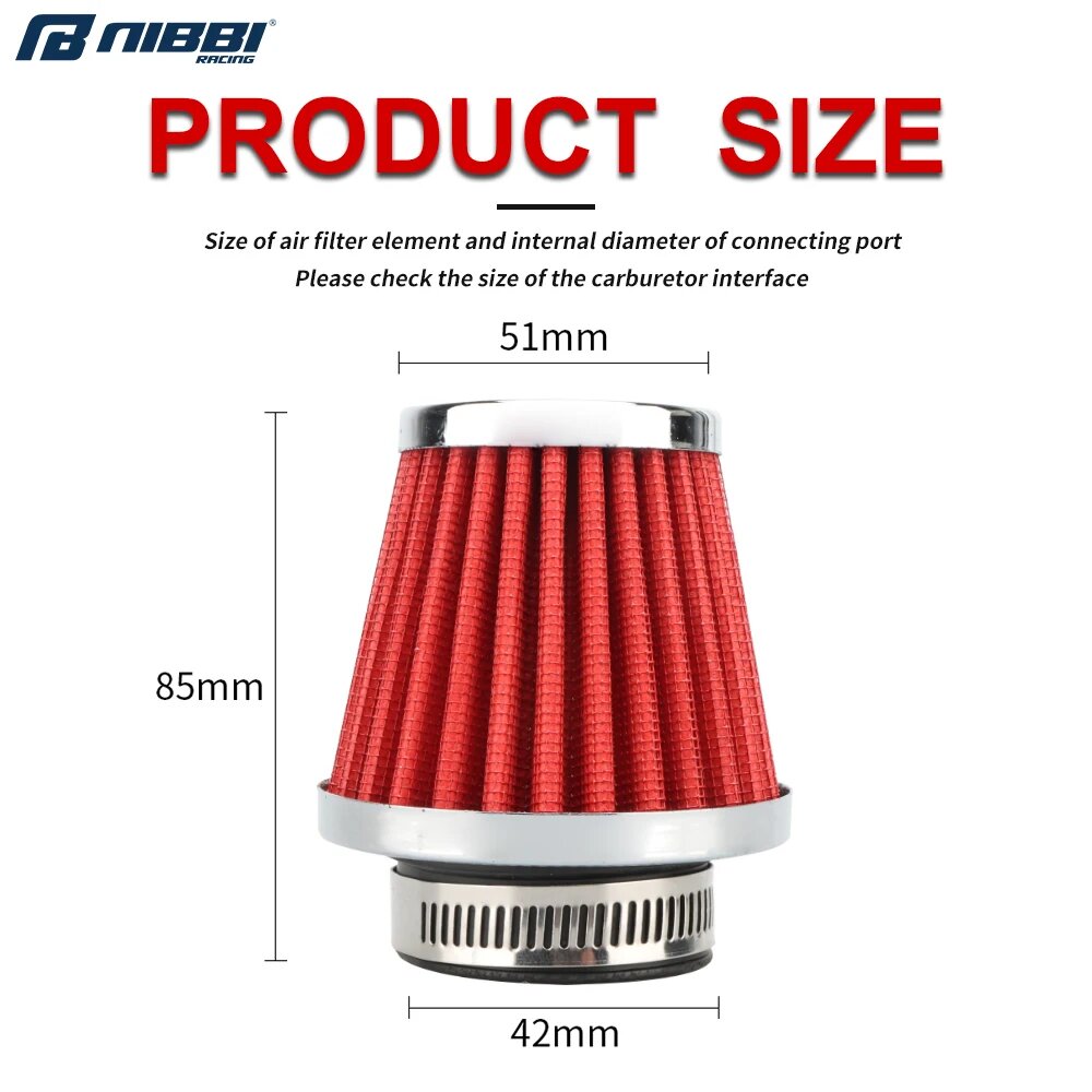 NIBBI мотоциклетный воздушный фильтр с высоким расходом, универсальный карбюратор 35/42/48/55 42mm