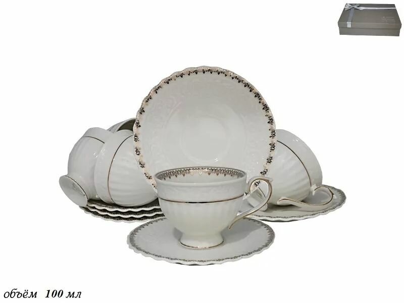 Кофейный набор на 6 персон 12 предметов Lenardi 90мл фарфор