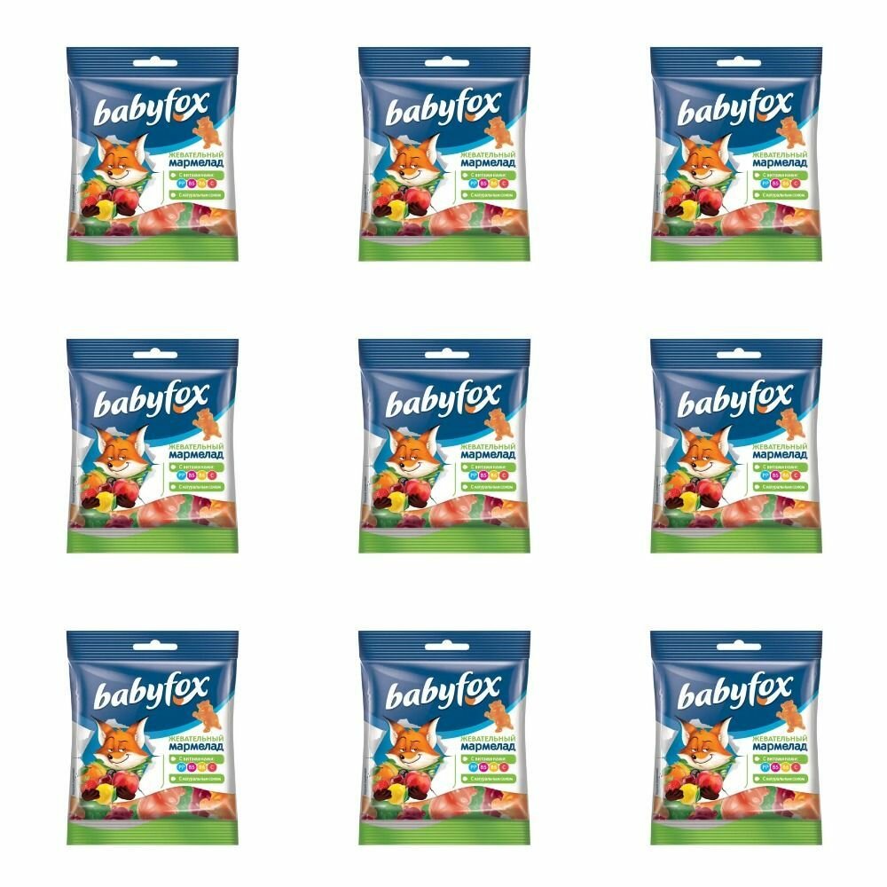 BabyFox Мармелад жевательный, с соком ягод и фруктов, 30 г - 9 шт