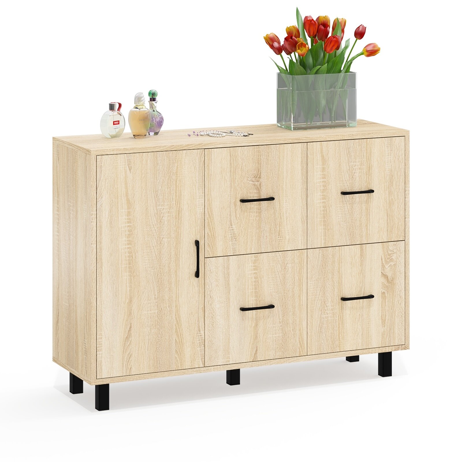 Комод-тумба РВК 125-1204, цвет дуб сонома, ШхГхВ 120,4х37,4х87 см, не универсальная сборка