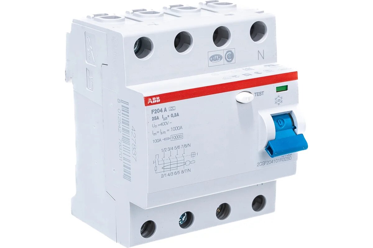 ABB Выкл. диф. тока 4мод. F204 A-25/0,3 2CSF204101R3250
