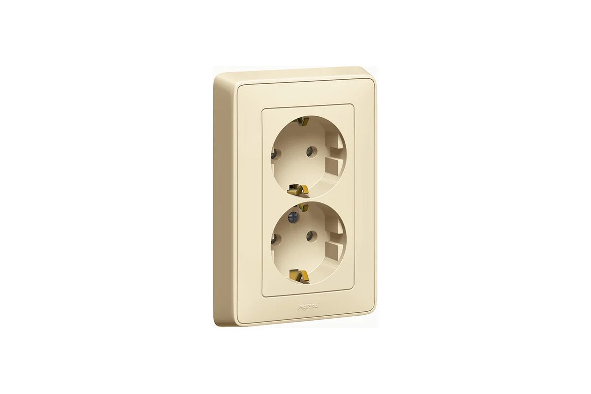 Legrand Cariva DIY Розетка 2x2К+З, нем. cт, слоновая кость 695918