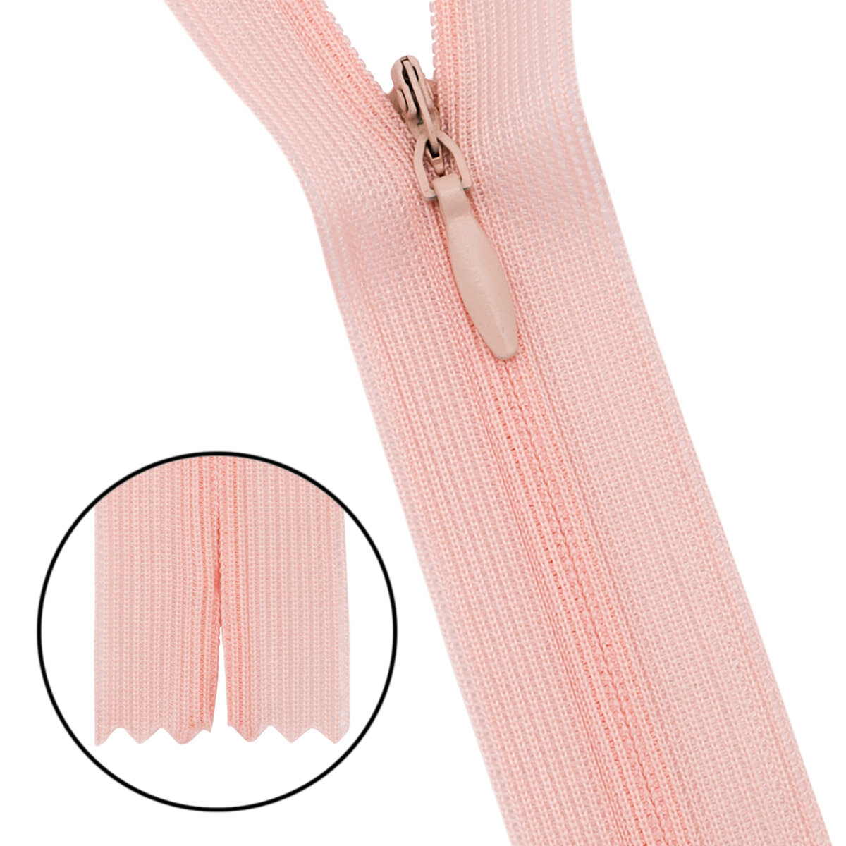 Молния потайная неразъёмная, Т3, 50 см (нейлон) (F150 светлый персик), 10 шт