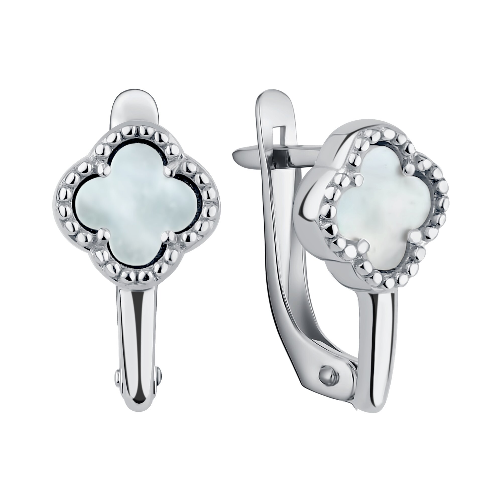 Серьги, серебро, 925 проба, родирование, перламутр