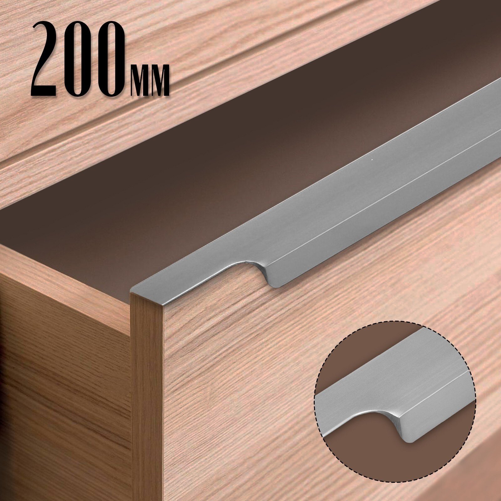 Ручка торцевая CAPPIO RP100GR, L=200 мм, цвет серый, 4 шт, 10788475