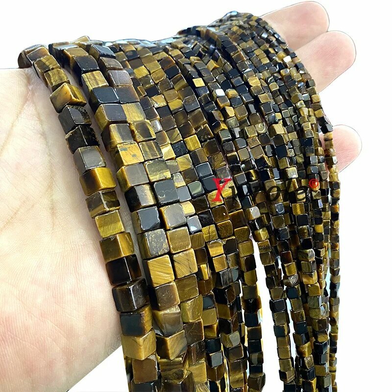 Натуральные каменные кубические бусины YWROLE 2 3 4 мм 8x8mm 44-46pcs, tiger eye