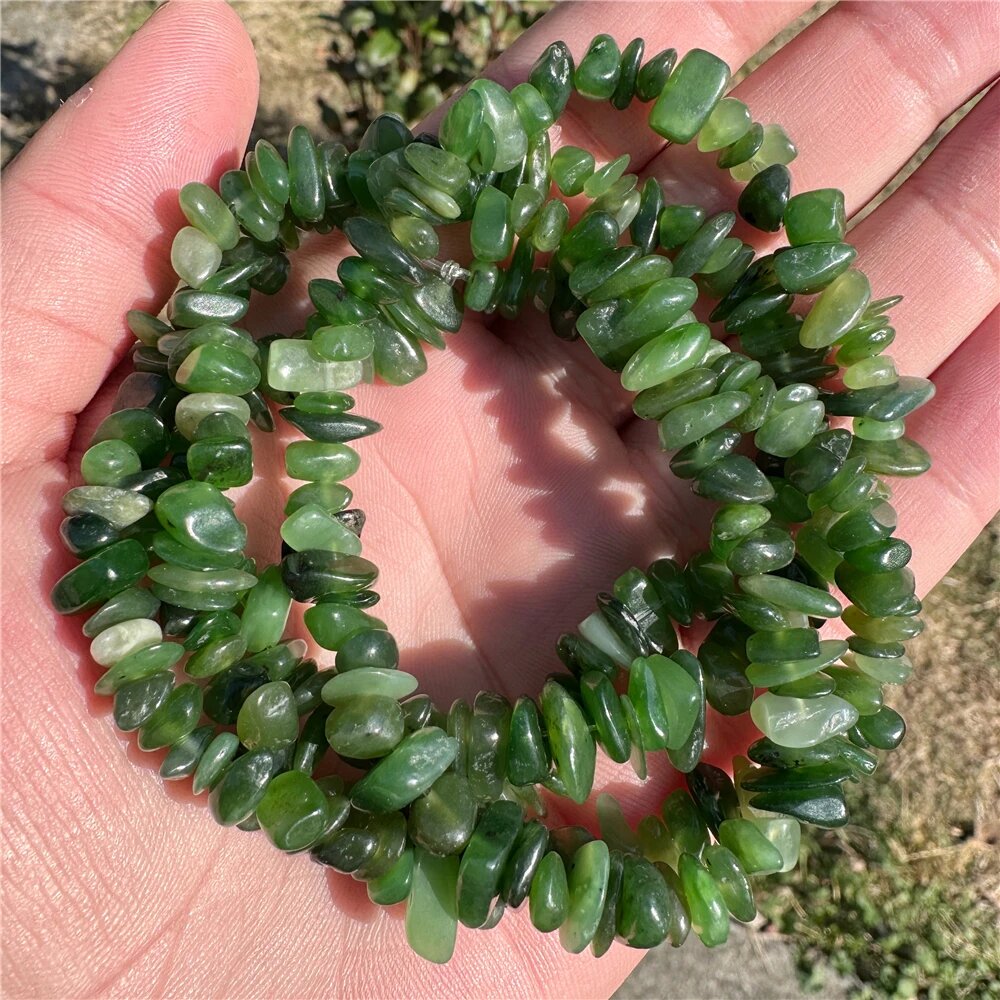 Бусины из натурального камня RISYF 5-8 мм Изумрудный, 40cm, Green Jade