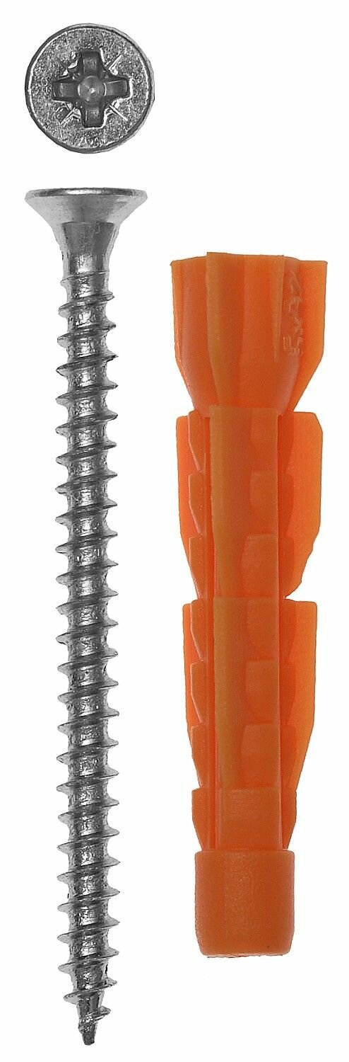 Дюбель ЗУБР 8 х 52 мм, 6 шт, универсальный, без бортика, с шурупом 4-301196-08-052