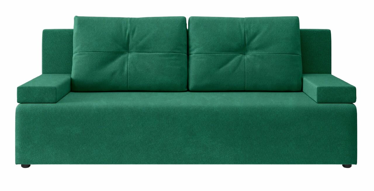 Диван-кровать Лиссабон, 200х90х90 см, велюр Bingo Green, механизм Еврокнижка, прямой диван раскладной, с ящиком для белья. Гарантия 12 месяцев