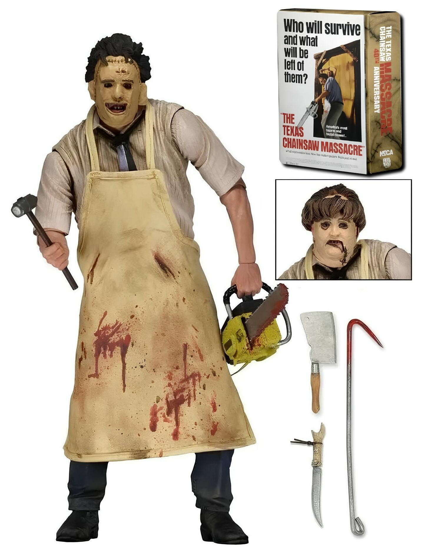 Фигурка Техасская резня бензопилой, Кожаное лицо / Texas Chainsaw Man Leatherface 40th Anniversary Edition (18см)