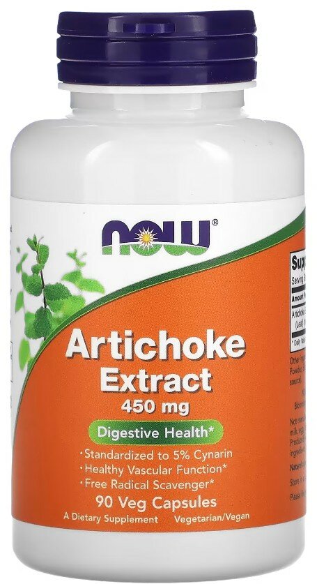 NOW Foods, Artichoke Extract, экстракт артишока, для здоровья печени и пищеварения, 90 капсул