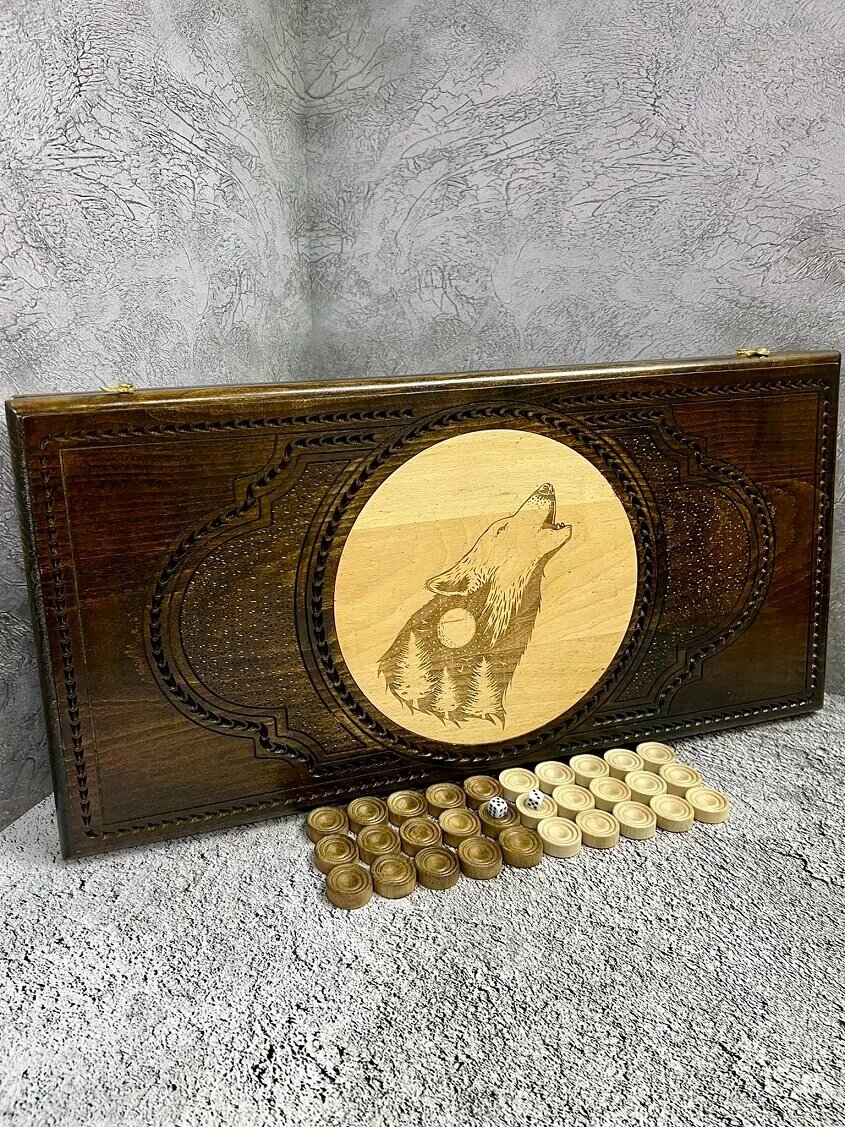 Нарды резные "Волк" 60х30, Zakaryan