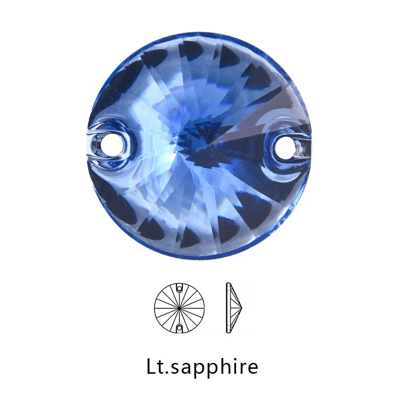 Стразы Bobohoo Rivoli Lt.sapphire, синий, 12 мм, 100 шт