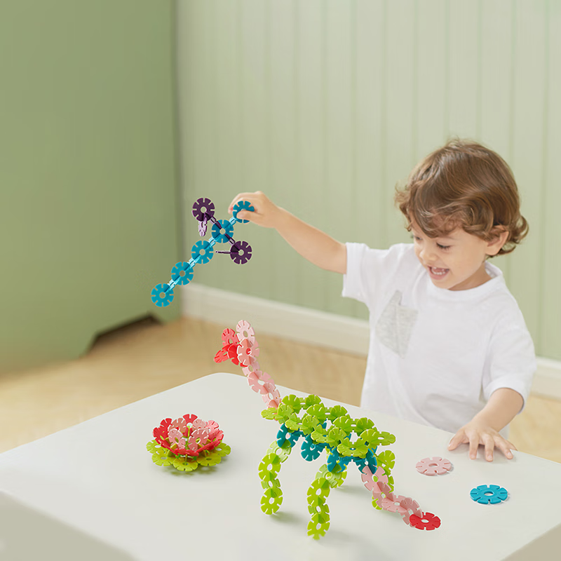 Babycare Children's Snowflake Building Blocks Toy, Large Thick Interlocking Blocks for 1-6 Year Old Kids, 400 Pieces