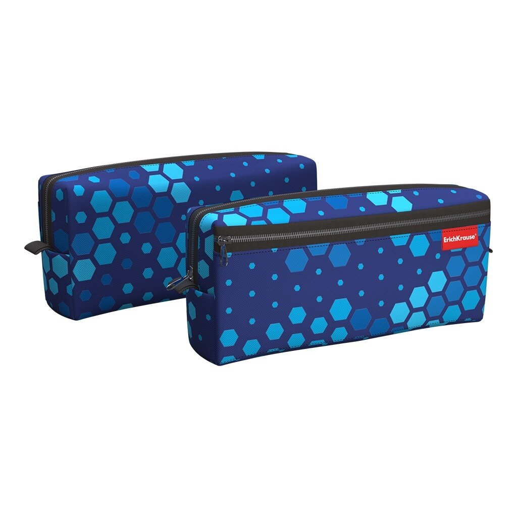 Пенал Erich Krause Квадро, c двумя отделениями, 210х100х50 мм, Blue Camo (48984)