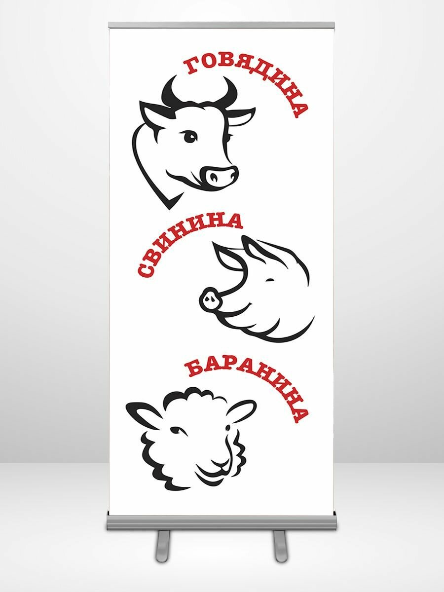 Баннер для магазина "говядина свинина баранина", Роллап 85х200 с баннером