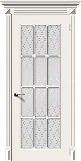Межкомнатная Дверь Verda Нюкторн Рал со Стеклом Белое Матовое Кристалл 2 / Верда.