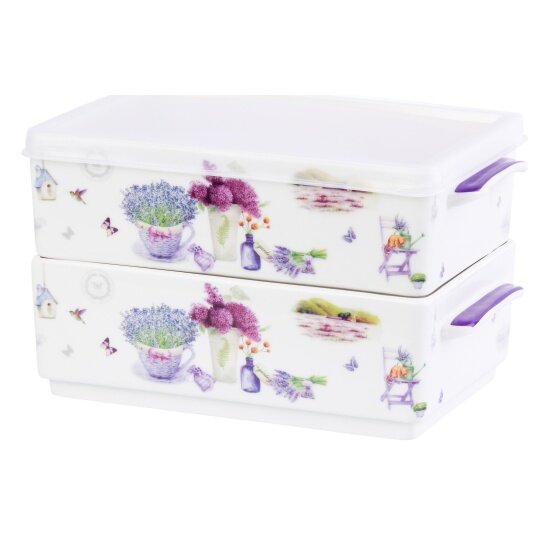 Набор из 2х блюд с крышкой для холодца Elan Gallery "Лаванда" 420357, 800мл