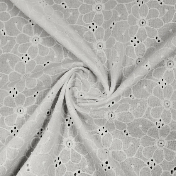 Вышитая Ткань Ткани-100, 100 % хлопок, 160г/м², белая, 1,4x1м