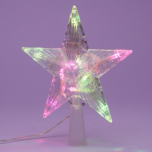 Светящаяся звезда на елку Фейерверк 16 см, 10 разноцветных LED ламп с мерцанием, на батарейках, Serpantin, 201-1644