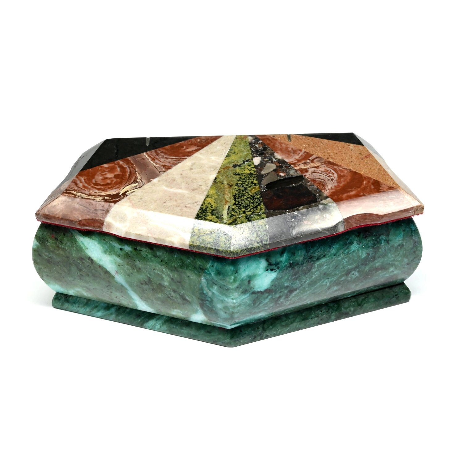 Ларец из змеевик бархатом мозайка "Корона" 175*85*65мм .