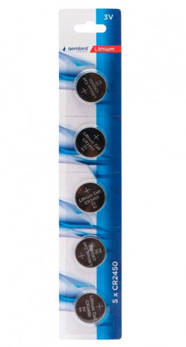 Батарейка литиевая Gembird GB-CR2450-5B, тип CR2450, 5шт, блистер