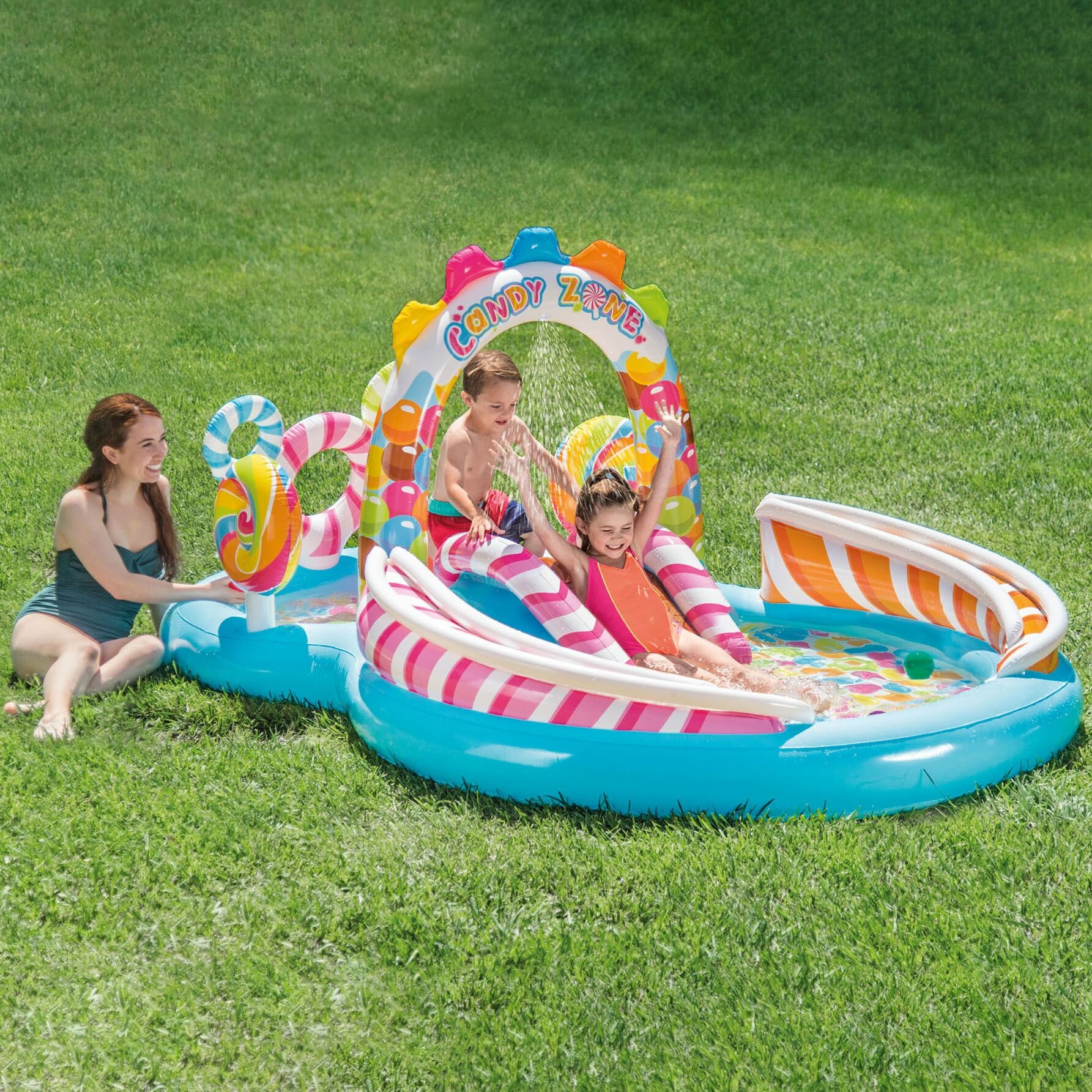 Игровой центр Intex "Леденцовый Рай", с горкой и фонтанчиком, ПВХ, 206л