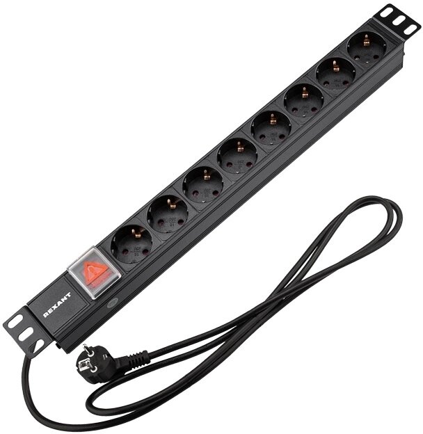 04-0104-1 / Блок распределения питания Rexant 04-0104-1 гор. размещ. 8xCEE7/4 базовые 16A CEE7/7 2м