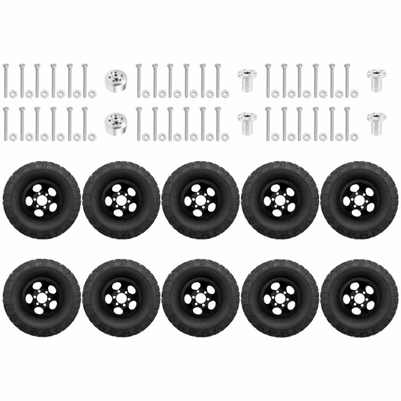 Двойной металлический обод колеса с резиновой покрышкой совместим с грузовика B16 B36 Q60 Q63 Q64 6WD 6X6 RC, черный