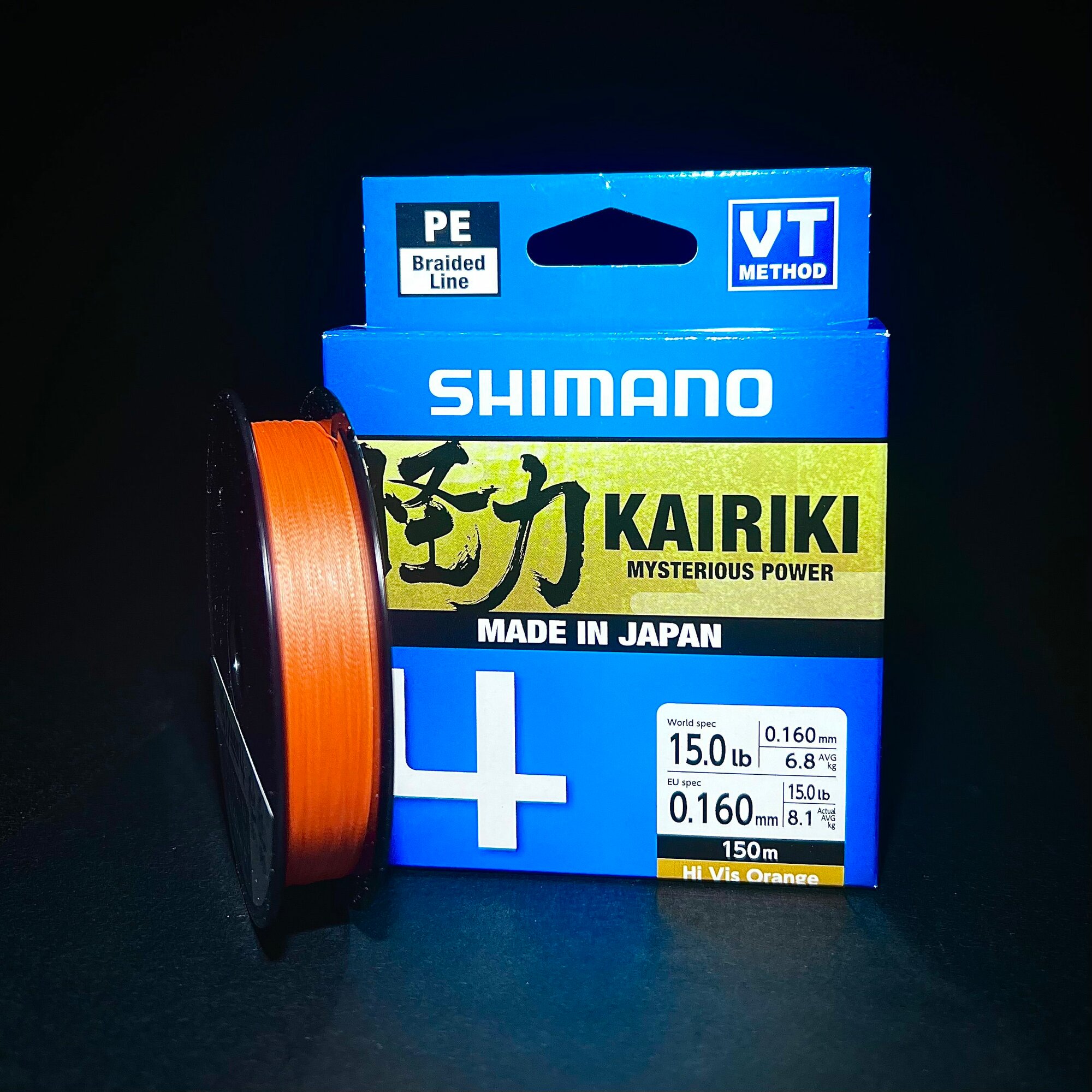 Шнур плетеный Shimano Kairiki Х4 PE 150m #1.6 (0.16mm 8.1кг) Orange