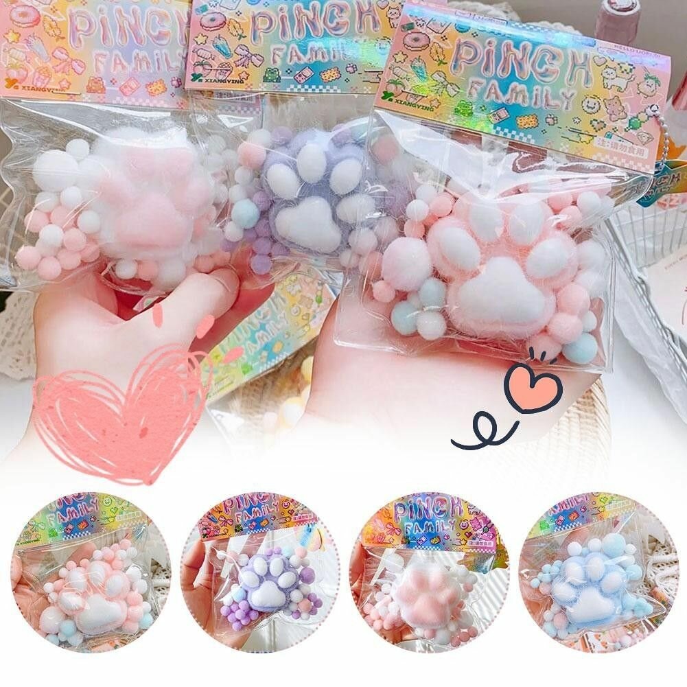 Мягкая антистрессовая игрушка с отпечатком кошачьей лапки