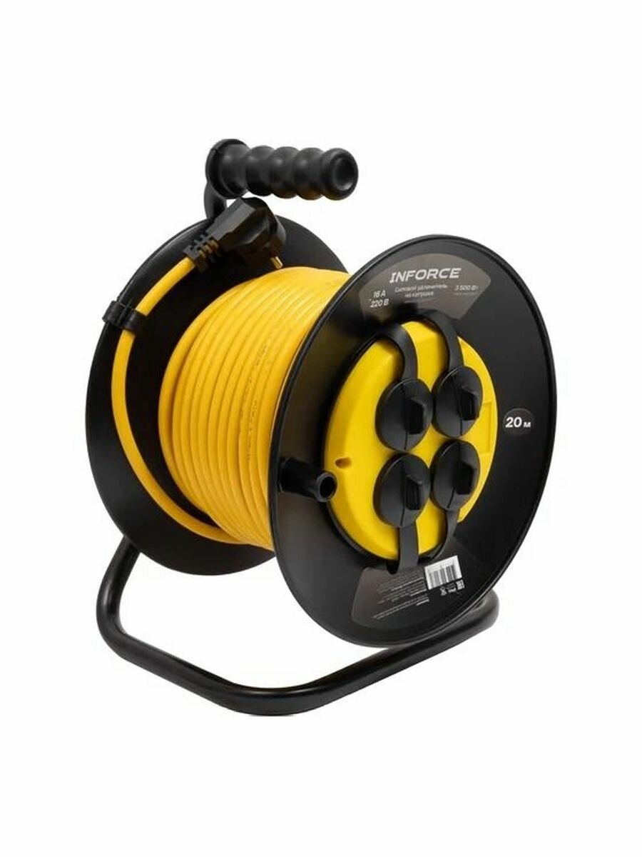 Силовой удлинитель уличный садовый на катушке 4 гнезда, с/з ПВС 3х1,5 16A 20м IP44