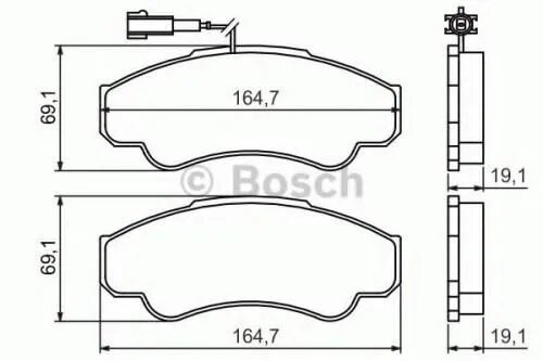 Колодки Тормозные Fiat Ducato 02>/Citroen Jumper/Peugeot Boxer 94>(1800Кг) Перед Bosch арт. 0986424769 BP475