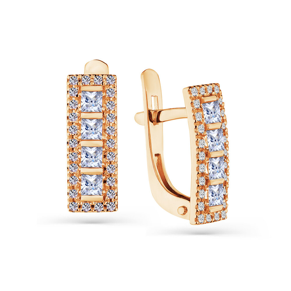 Серьги, красное золото, 585 проба, бриллиант
