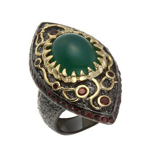 Кольцо, серебро, 925 проба, гранат, агат
