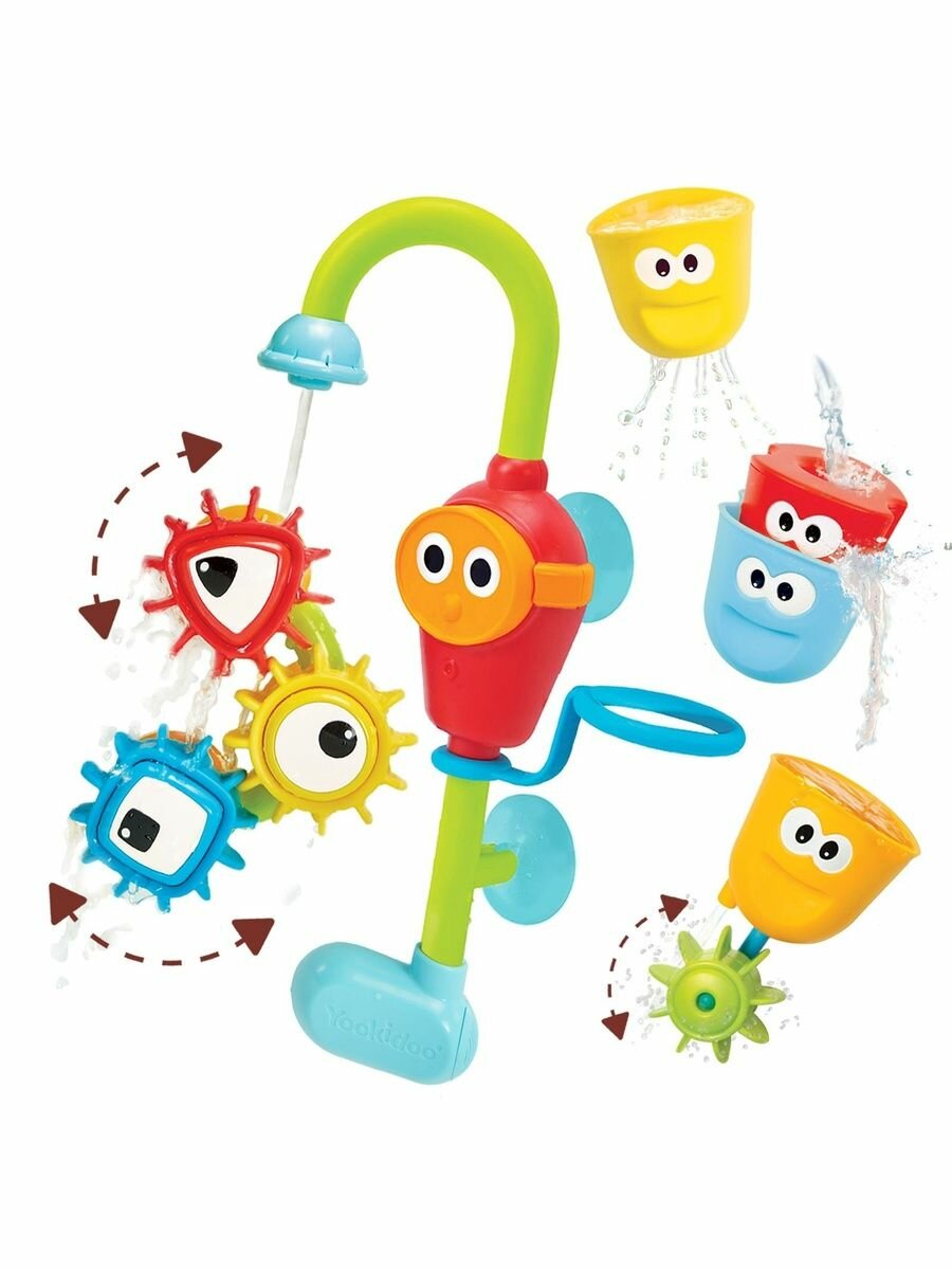 YOOKIDOO Игрушка для ванной сортер Волшебный кран большой с формочками и шестерёнками для детей от 1 года