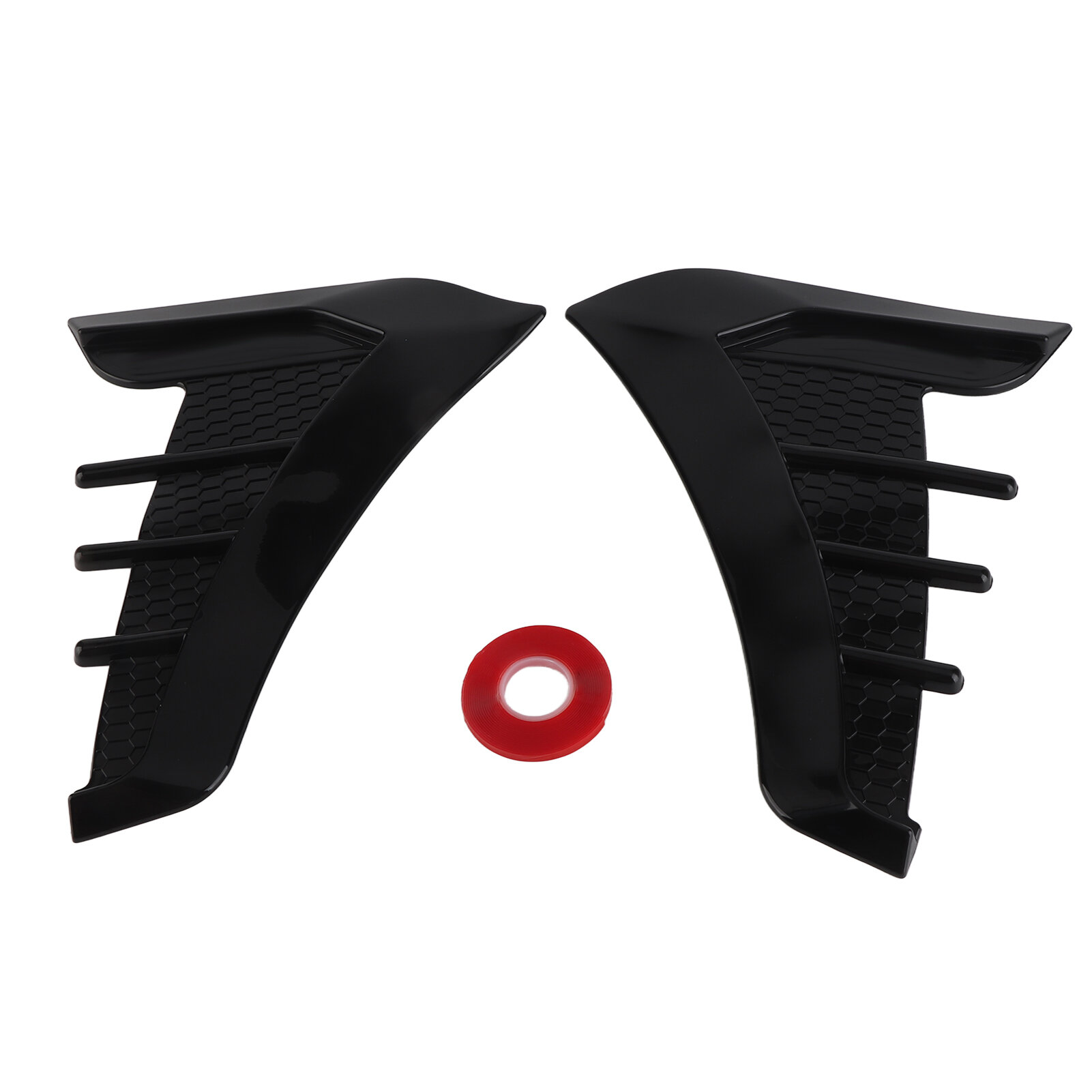 2pcs Gloss Black Side Vent Trim Decoration Sticker Rubber Shark Gills Universal for Cars
