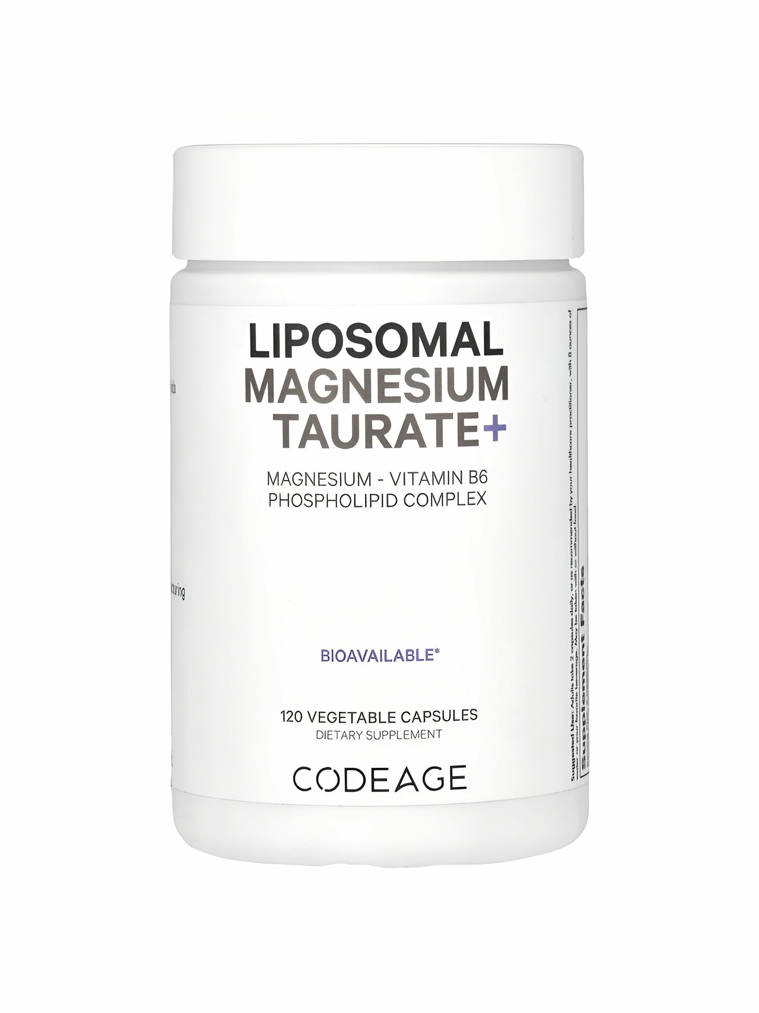 Codeage, Liposomal Magnesium Taurate, Липосомальный таурат магния, 120 капсул