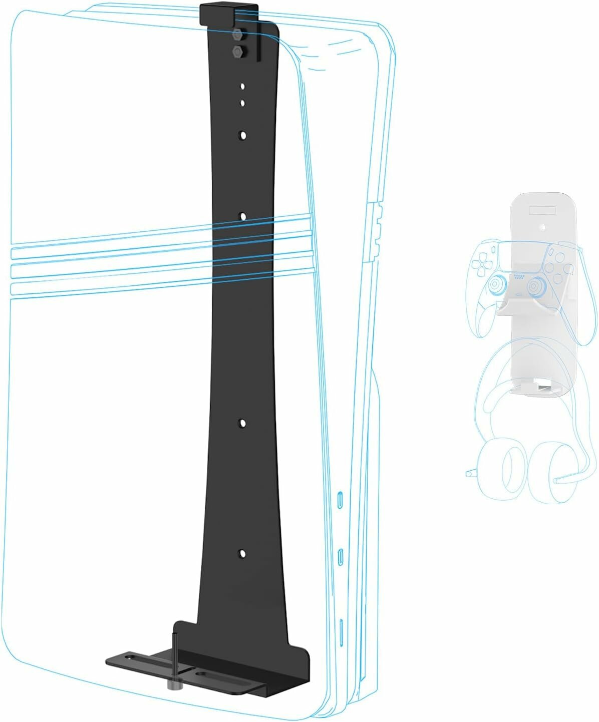 Набор настенных креплений для Ps5-с контроллером, крючком для наушников и комплектом винтов для крепления на стену 3 м, что позволяет экономить место для хранения игр