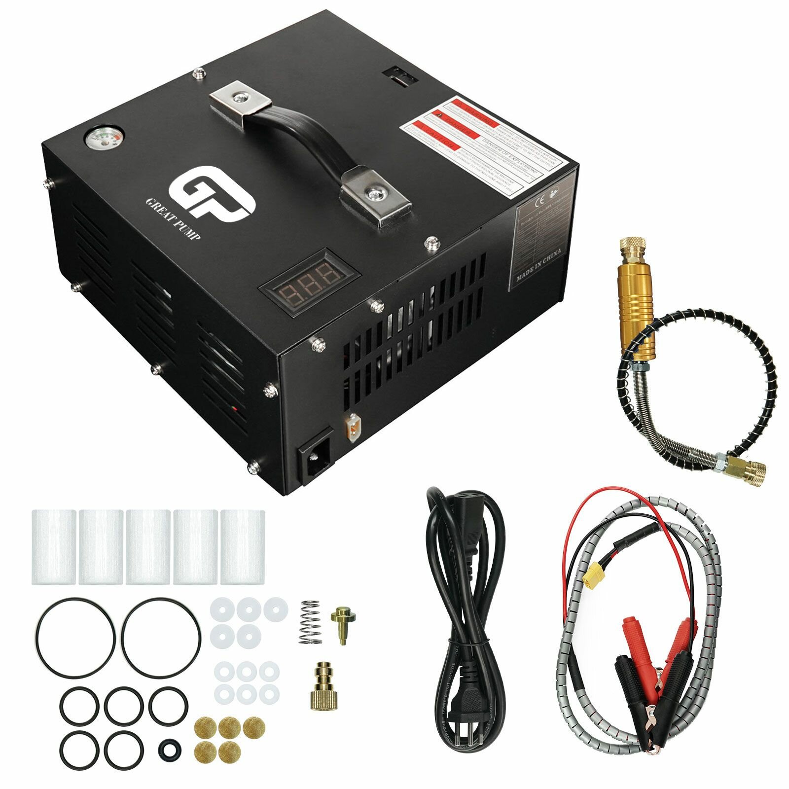 GPES061 Воздушный компрессор 4500Psi 300Bar 12V PCP Портативный со встроенным блоком питания